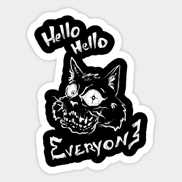 Black cat hello - Cat - Sticker | TeePublic