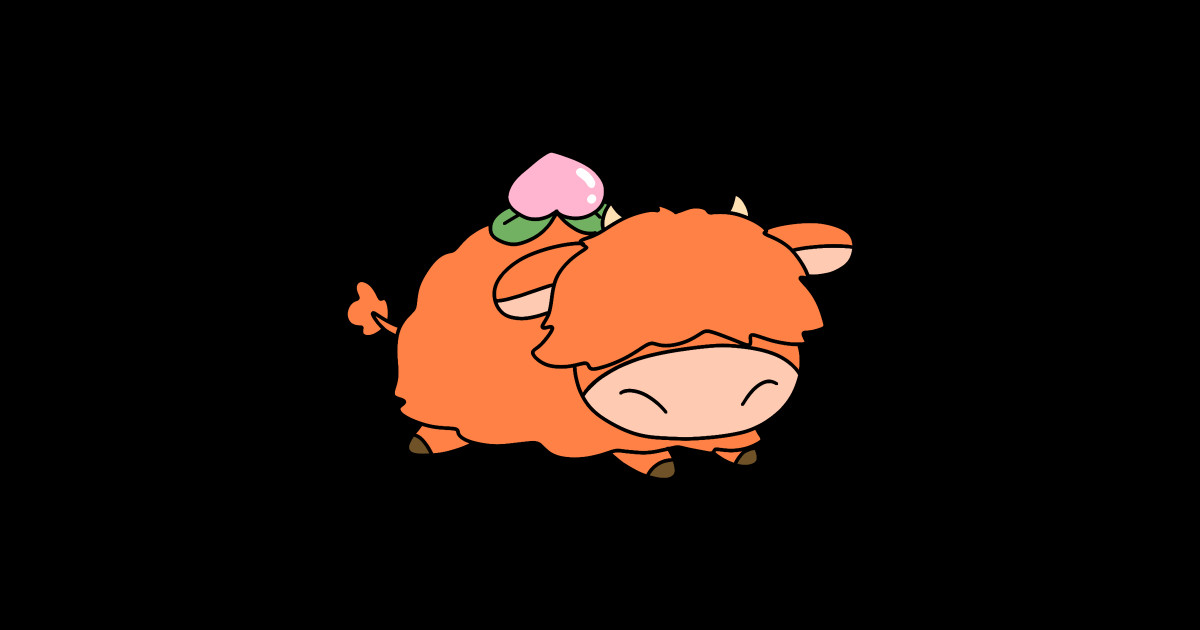 Peach Fruit Highland Cow - Highland Cow - Sticker | TeePublic