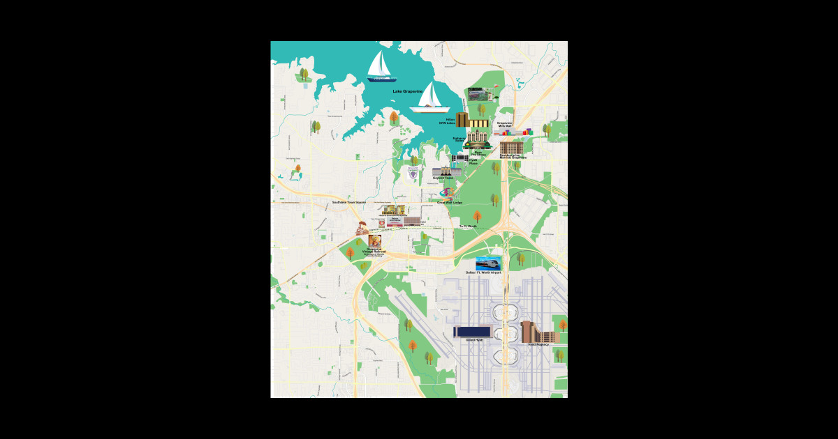 Grapevine Texas - Map Texas - Sticker | TeePublic