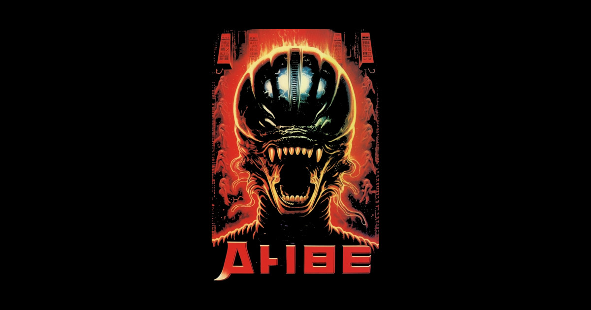 Retro Space Horror Alien Monster Art - Galactic Nightmare - Space ...