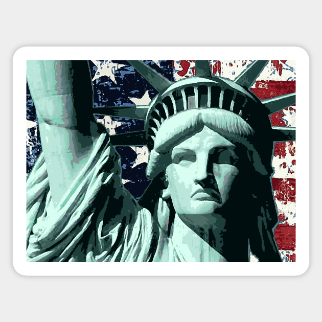 Lady Liberty And Flag - America - Sticker | TeePublic