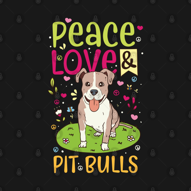 Dog Peace Love & Pit Bulls Doggie Lover Heart Gift - Peace Love Pit ...