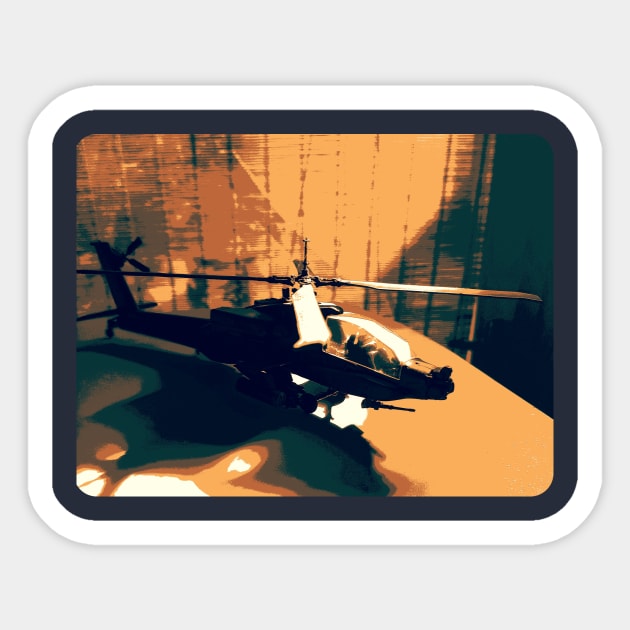 Apache Helicopter Vintage Style Poster - Apache Helicopter - Sticker ...