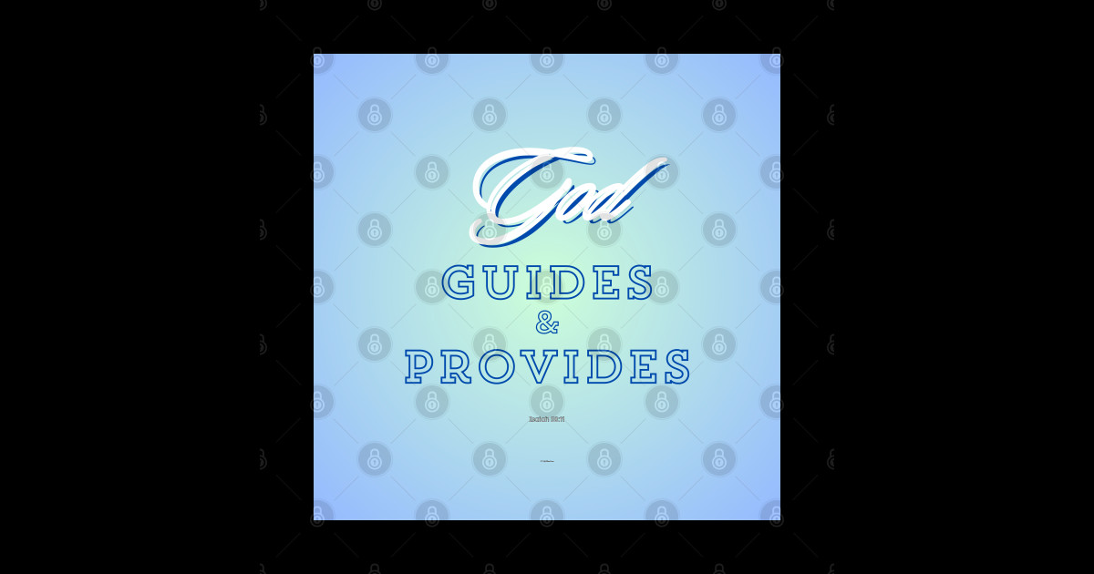 God guides & provides, on blue background - God - Sticker | TeePublic