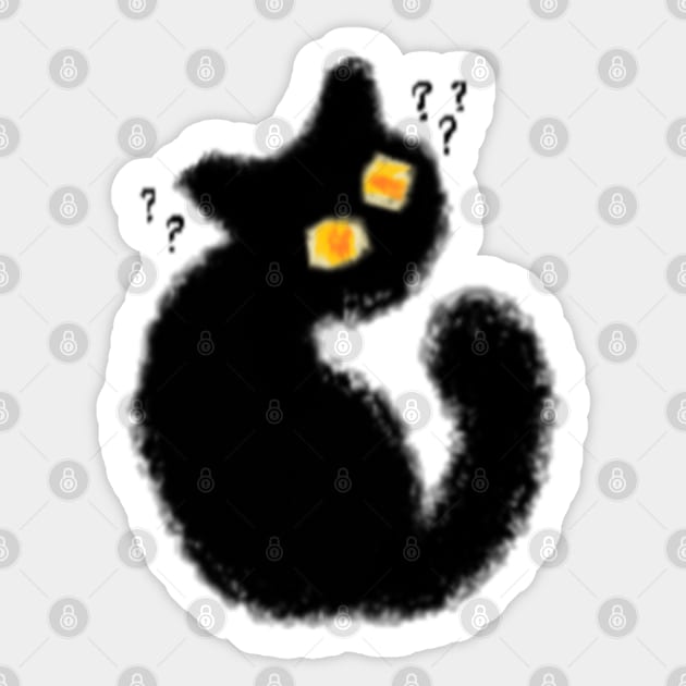 Questioning Cat MS paint - Cat - Sticker | TeePublic