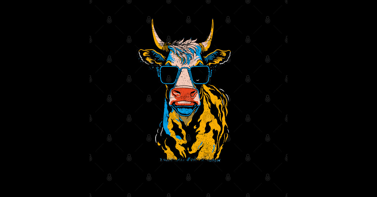 Punk Cow Camp Design Art - Punk Cow - Sticker | TeePublic
