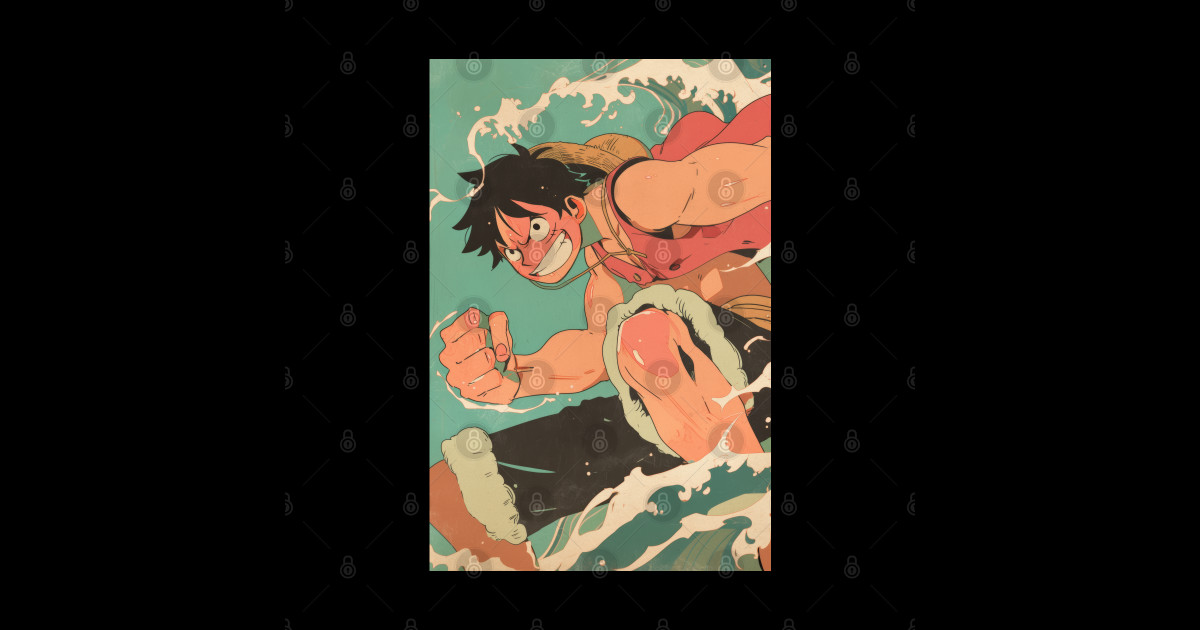 Luffy Pastel Wave Surf - One Piece - Sticker | TeePublic