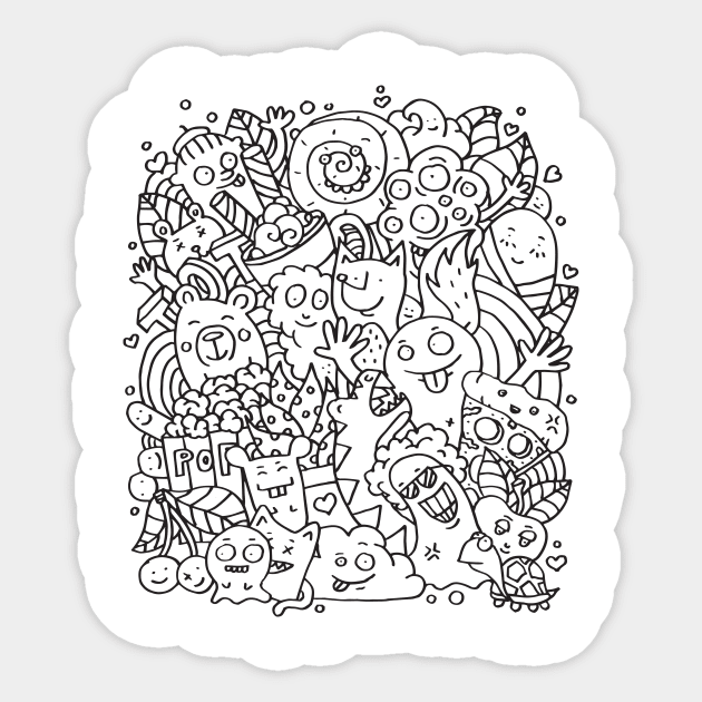 Funny doodle creatures - Doodle - Sticker | TeePublic