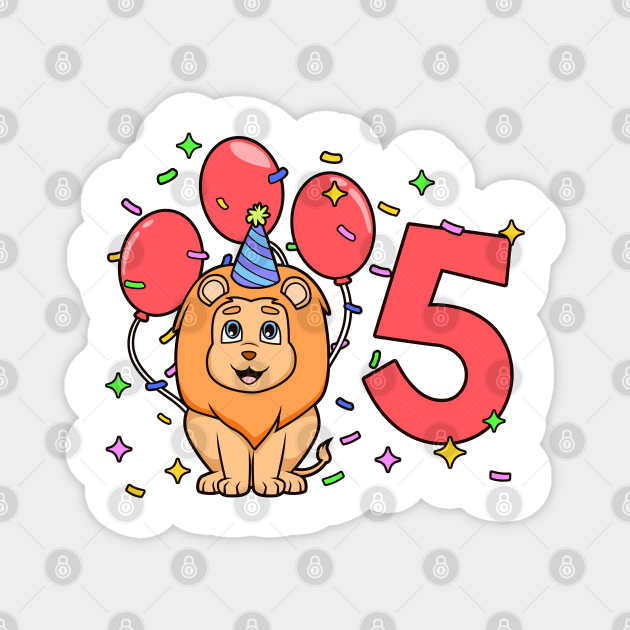 I am 5 with lion - kids birthday 5 years old - 5 Years Old Lion ...