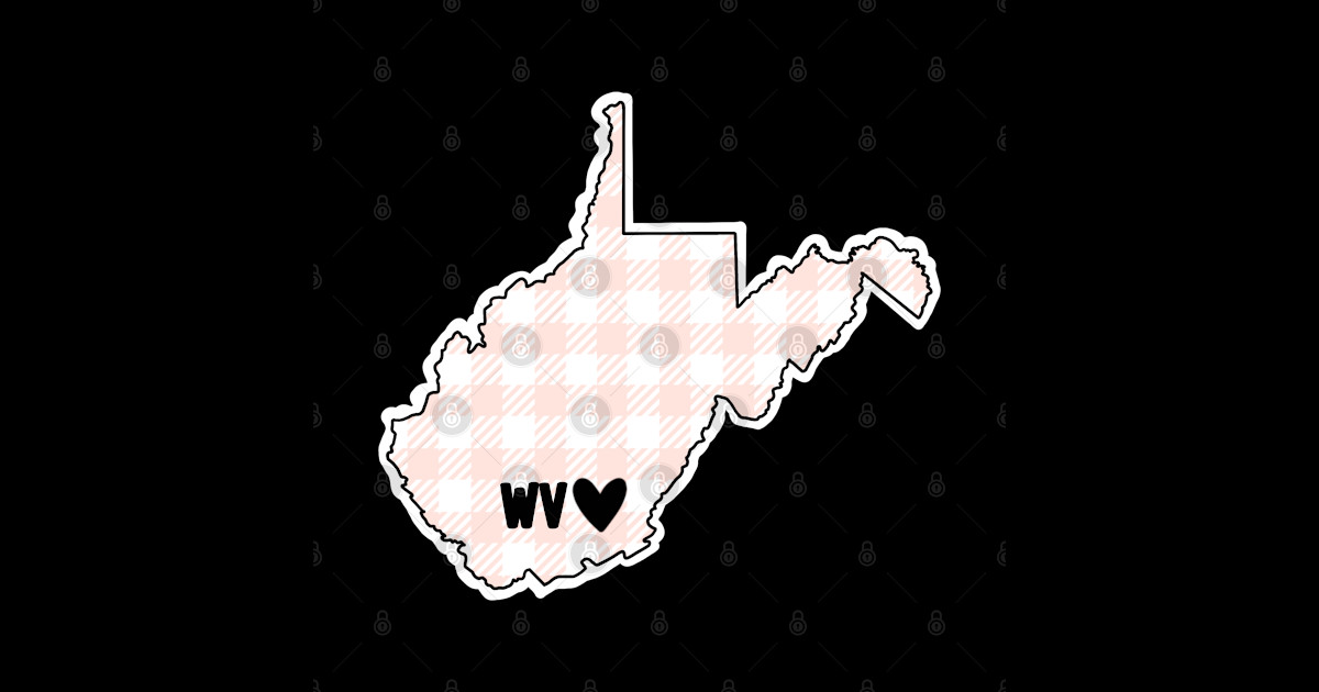 USA States: West Virginia (pink plaid) - West Virginia - Sticker ...