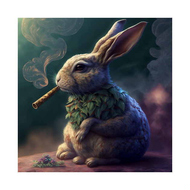 Rabbit smoking v2 - Rabbit Artwork - T-Shirt | TeePublic