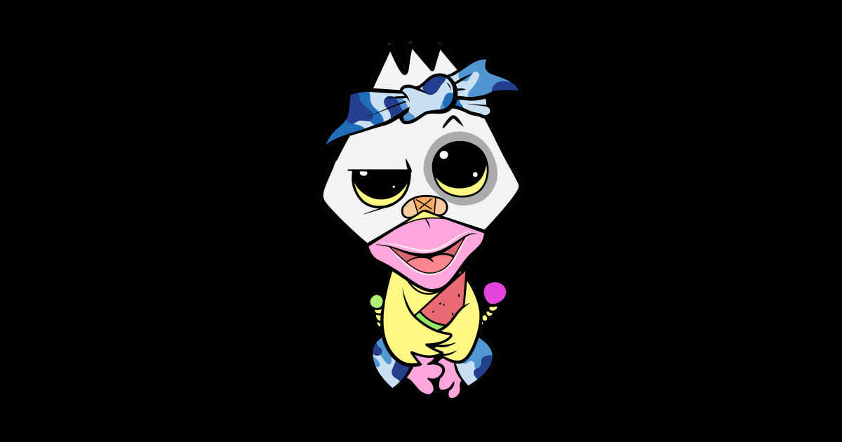 Cute ghetto chicken cartoon character icon - Slluks - Sticker | TeePublic