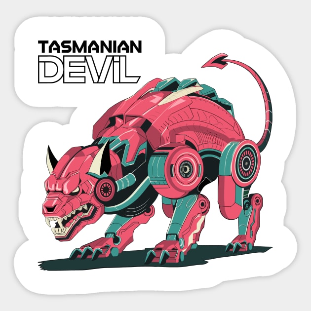 Tasmanian Devil Pink Robot - Tasmanian Tiger - Sticker | TeePublic