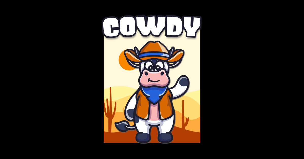 Cowdy Funny Cow Cowboy Costume Western Ranch - Cowboy - Sticker | TeePublic