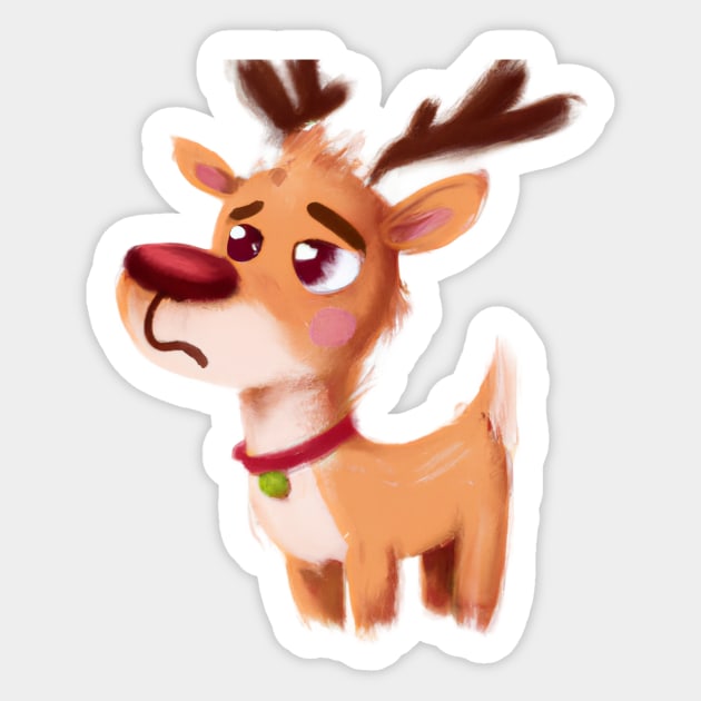 Cute Raindeer Drawing - Raindeer - Sticker | TeePublic