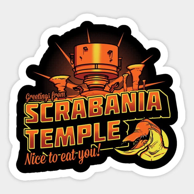 Greetings From Scrabania temple - Oddwolrd - Sticker | TeePublic