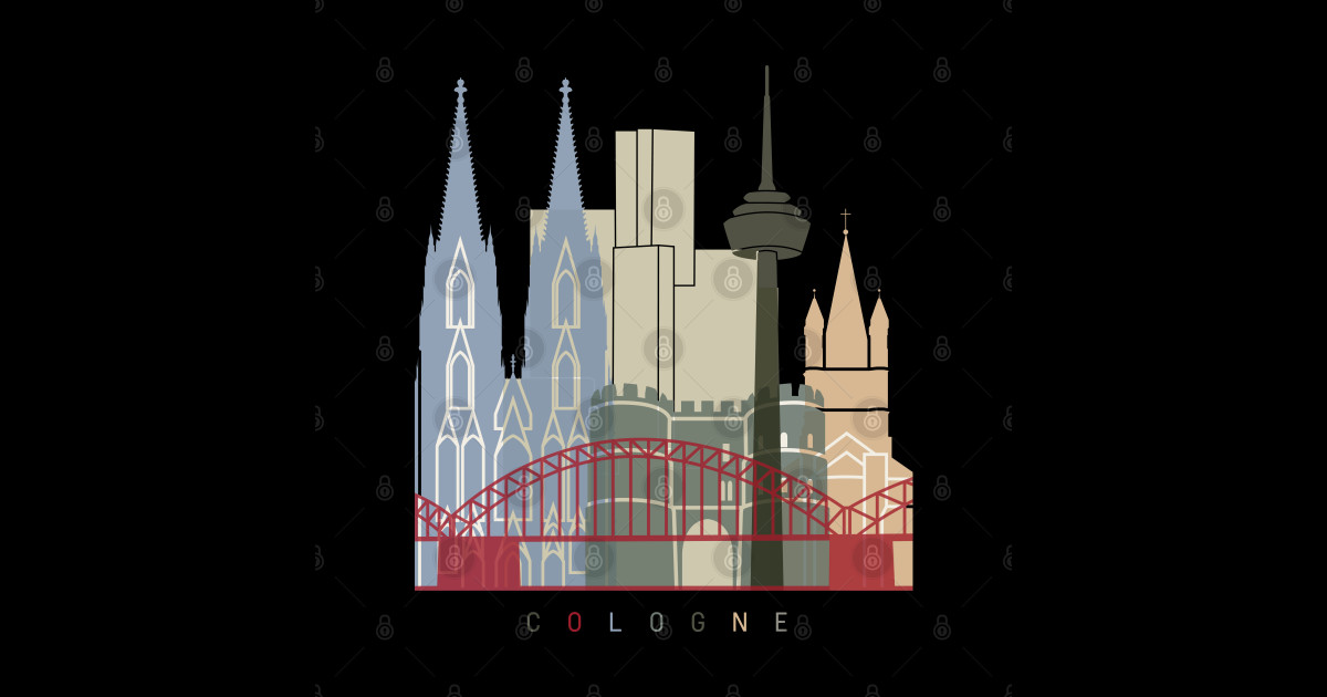 Cologne skyline poster - Skyline - Sticker | TeePublic