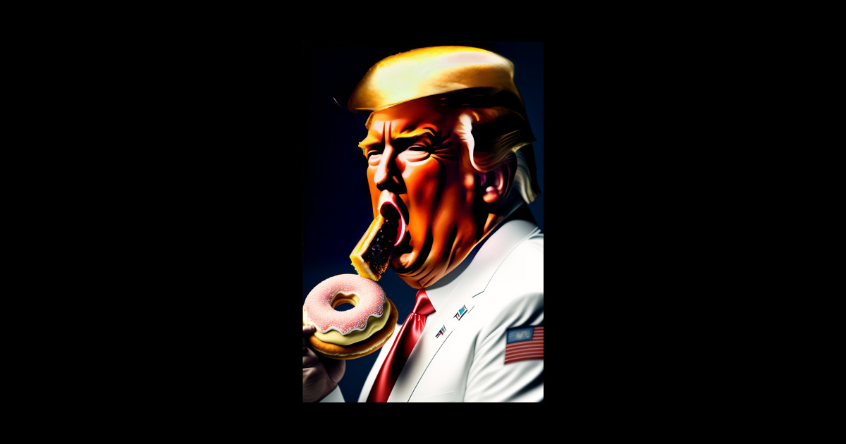 Donald Trump eating a Donut - Donut - T-Shirt | TeePublic