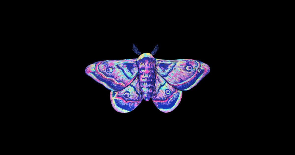 Trippy Colorful Moth - Moth Art - Sticker | TeePublic