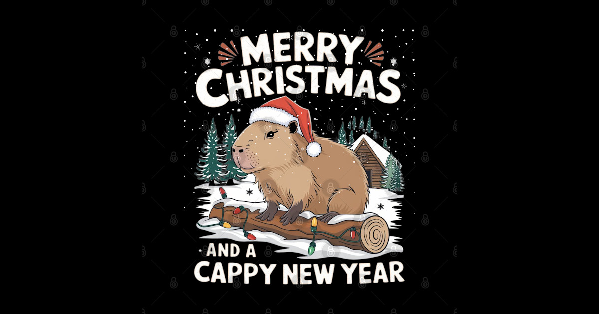 Merry Christmas & Cappy New Year Capybara - Capybara Christmas ...