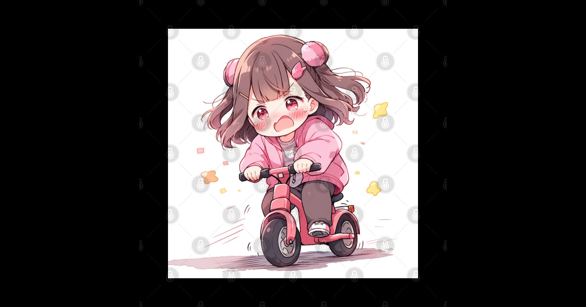 Chibi girl ride a bike - Anime - Sticker | TeePublic