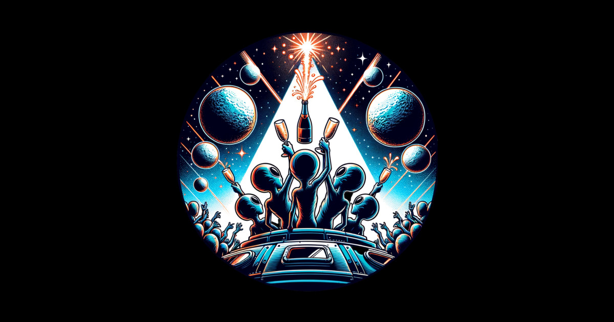 Alien New Year - New Year 2024 - Sticker | TeePublic