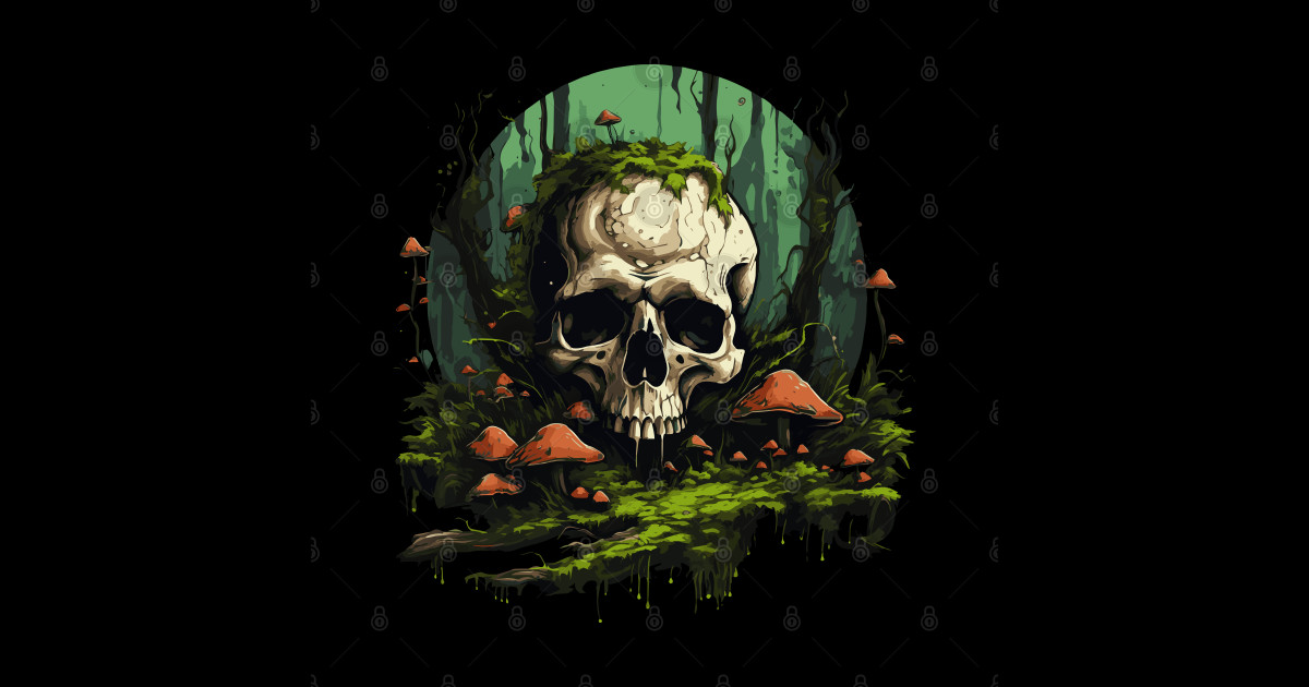 Skull with moss and mushrooms - Aestethic Goblincore - Goblincore Skull ...