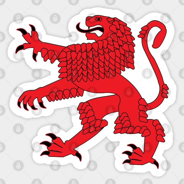 Heraldic Rampant Lion (red) - Lion - Sticker | TeePublic