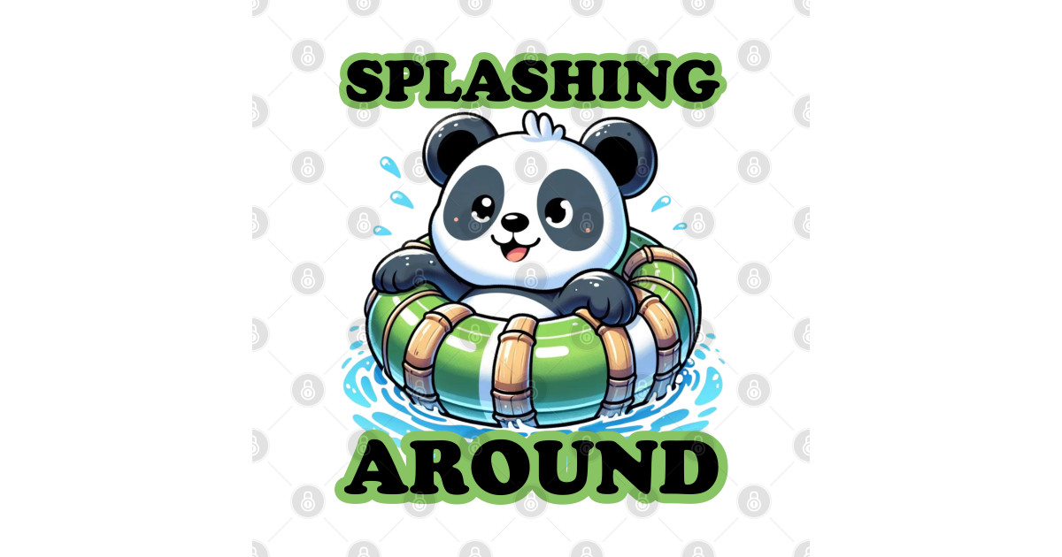 Panda Pool Party: Bamboo Float Fun - Panda Splash - T-Shirt | TeePublic