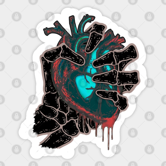 Heartless Skeleton Neon Heart - Skeleton - Sticker | TeePublic