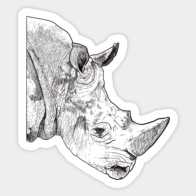 Head of a rhino - Rhinoceros - Sticker | TeePublic