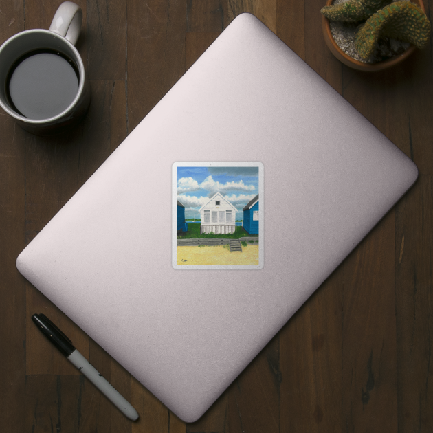 The white beach hut - Beach - Sticker | TeePublic