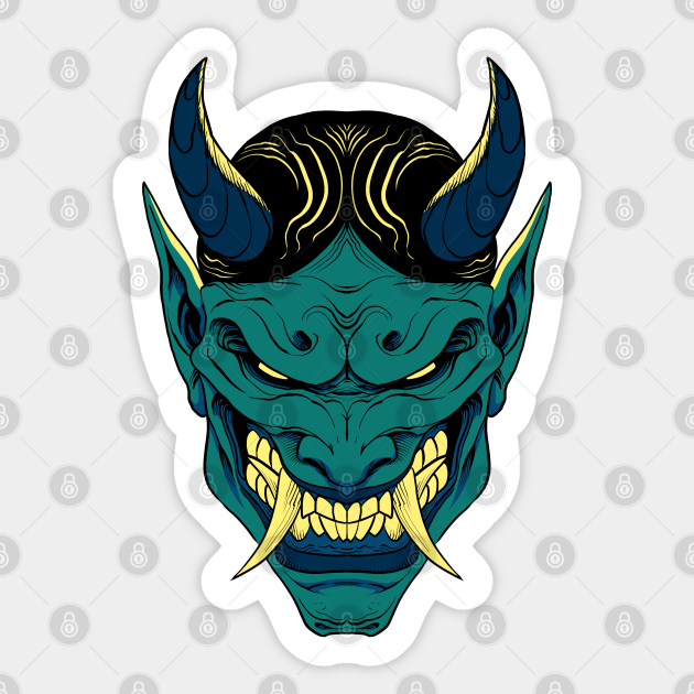 Green Oni Mask - Oni - Sticker | TeePublic