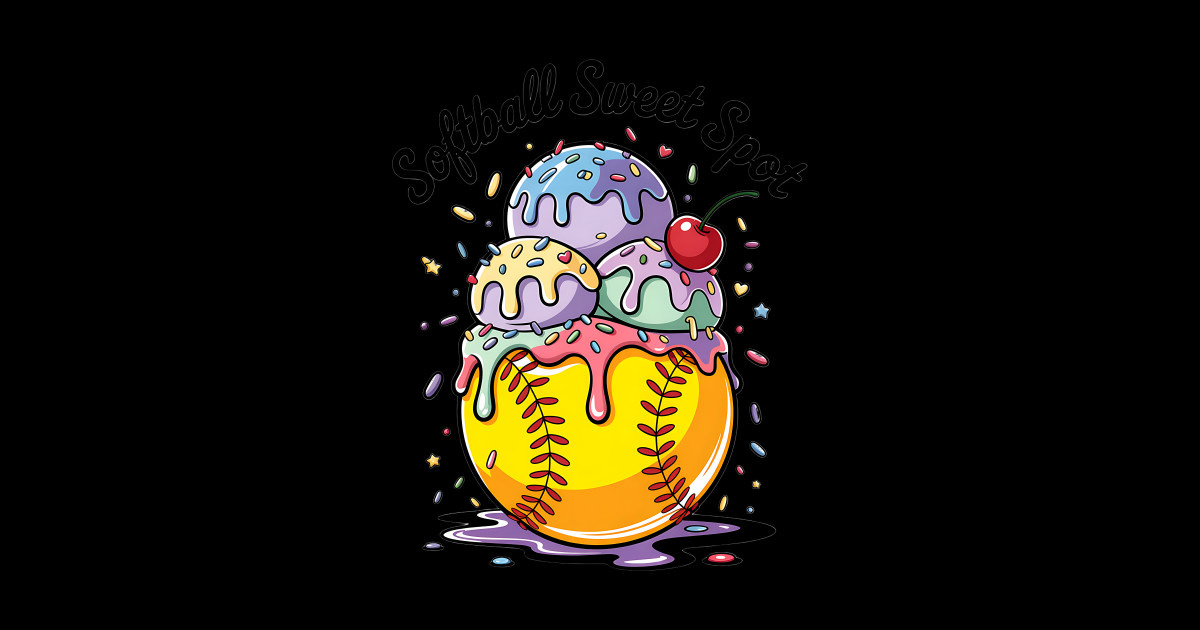 Cute Softball with Ice cream melting sprinkles drip softball - Softball ...