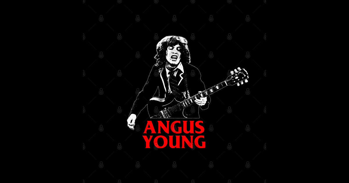 Angus Young - Engraving - Music - Sticker | TeePublic