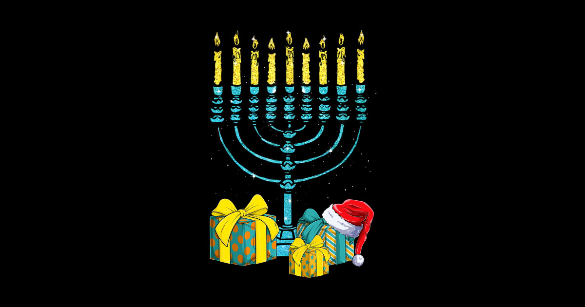 Menorah Santa Hat Chanukah Hanukkah Jewish Christmas Pajama - Menorah ...