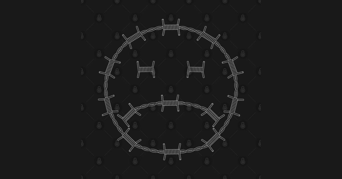 Barbed Wire Sad Smiley - Smiley - T-Shirt | TeePublic