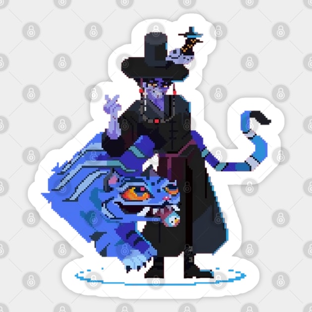 Kpop Demon Jinu & Cat Pixel Art - Kpop Demon Hunters - Sticker | TeePublic