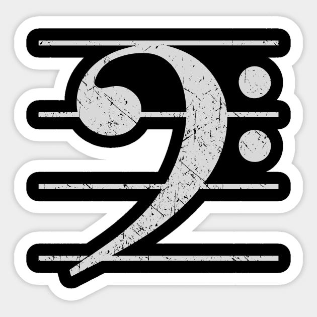 Bass Clef Vintage Bassist Gift Funny Bass Player - Bassist - Sticker ...