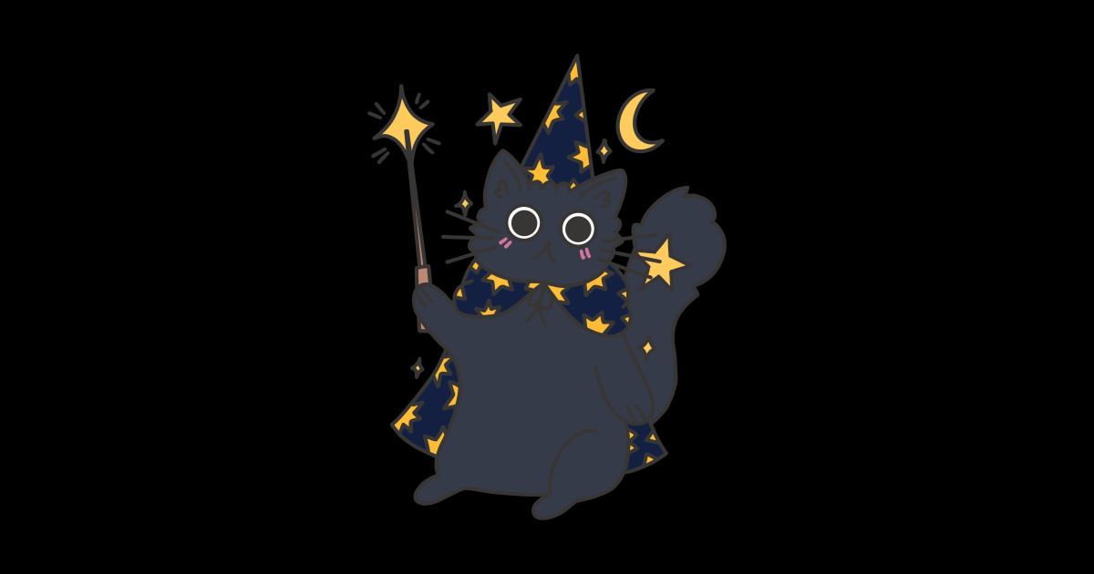 Cute magic cat design - Funny Cat - Sticker | TeePublic