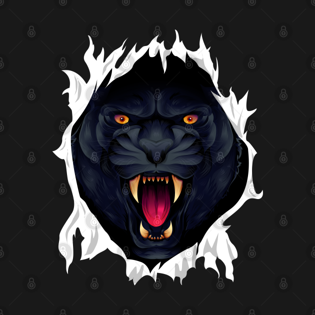 A Black Panther Ripping Through Fabric - Panther - T-Shirt | TeePublic