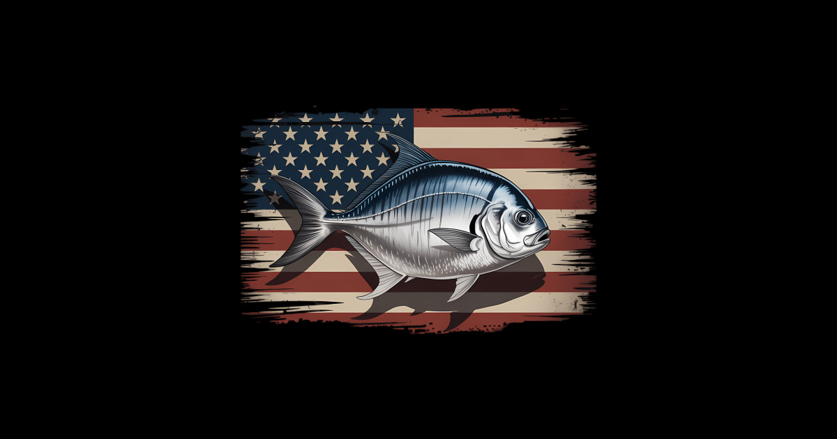 Black White American Flag Pompano 4th Of July Fish - Black White ...