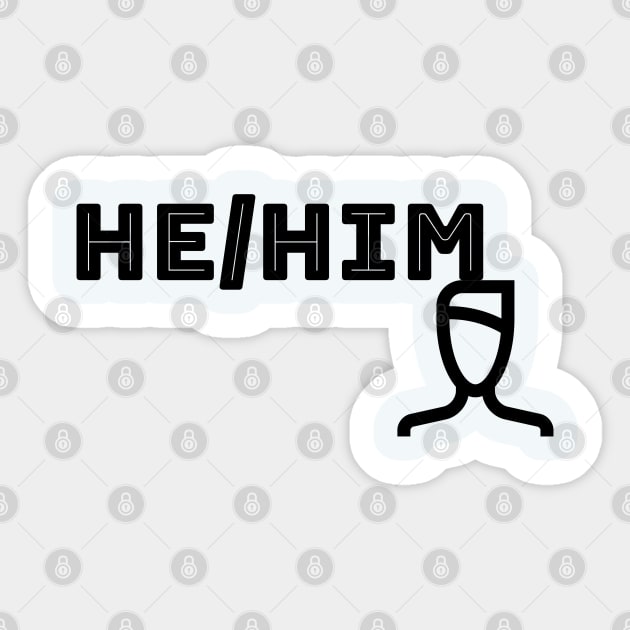 He/Him with figure - He Him - Sticker | TeePublic