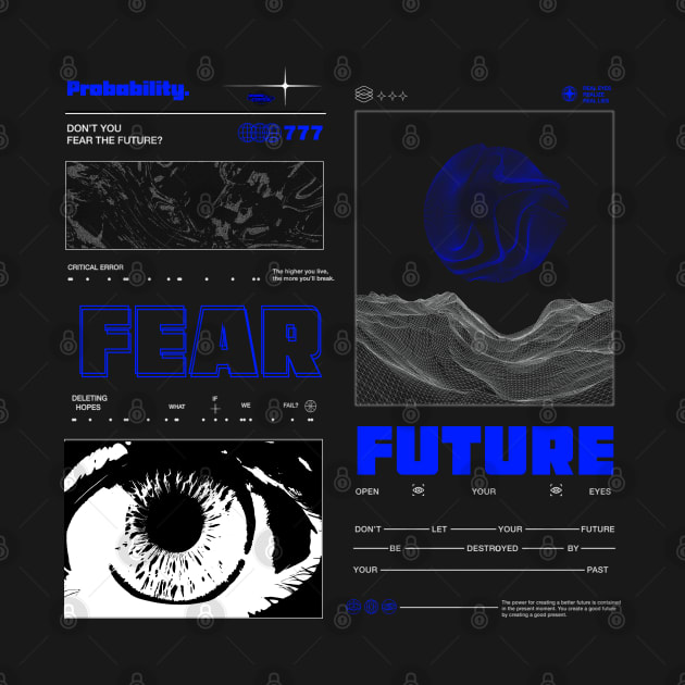 Streetwear Cyber Blue Brutalism Design - Future World - T-Shirt | TeePublic