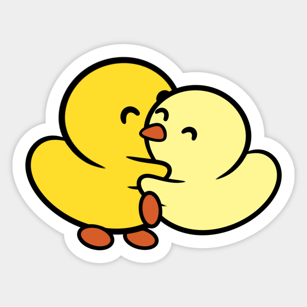 Duckie and Duck Super Hug! - Ducks Hugging - Sticker | TeePublic