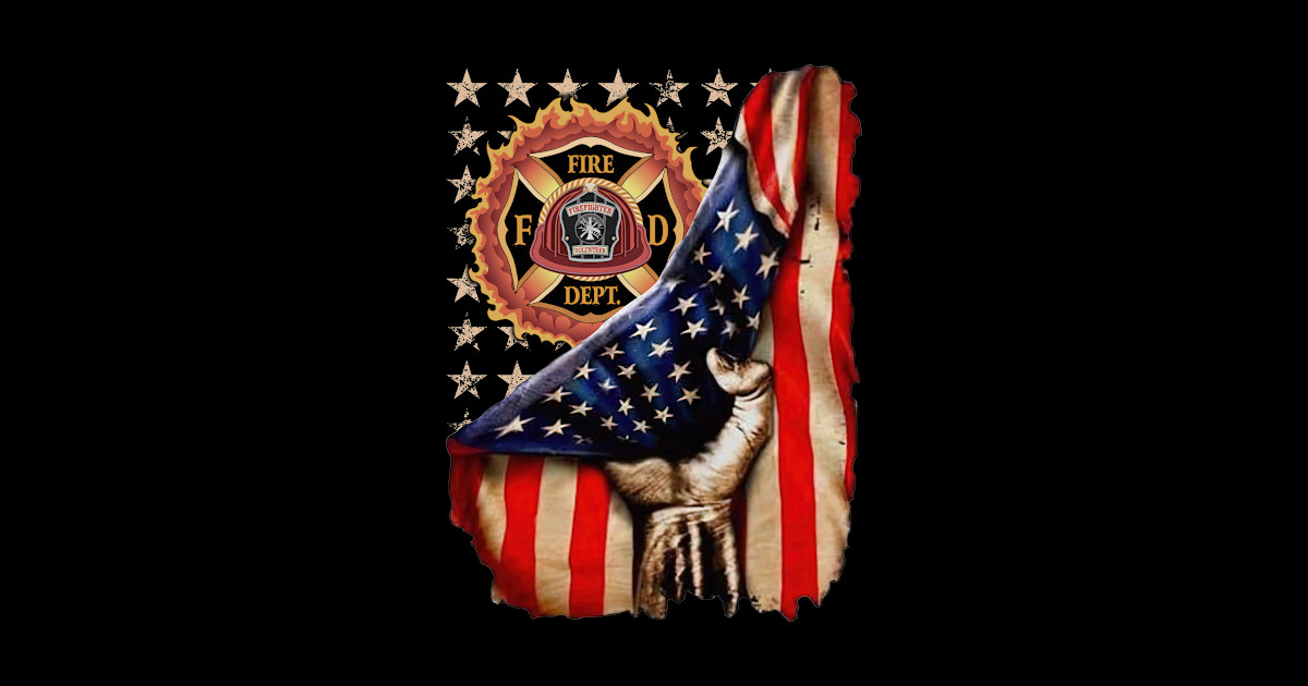 Fire Department Logo Firefighter American Flag lts-d - Firefighter Gift ...