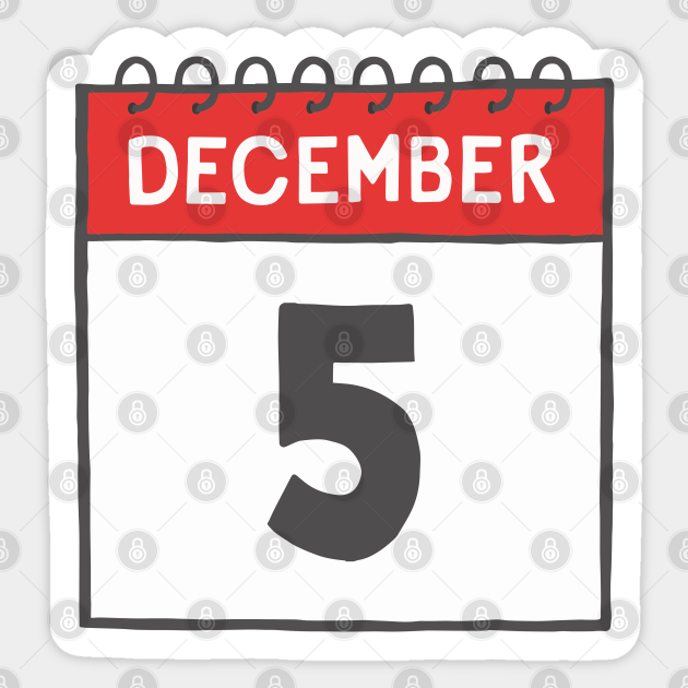 December 5th Daily Calendar Page Illustration - Calendar - Sticker ...