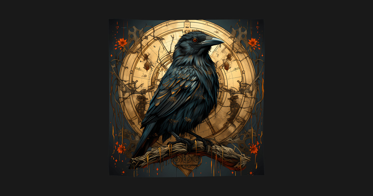 Crow With Runes Nordic Mythology - Norse Birds - T-Shirt | TeePublic