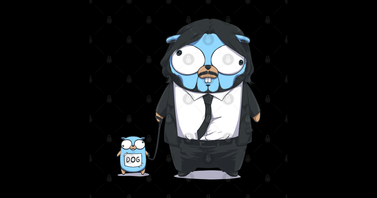 Golang Gopher Go Wick with Dog - Golang - Sticker | TeePublic