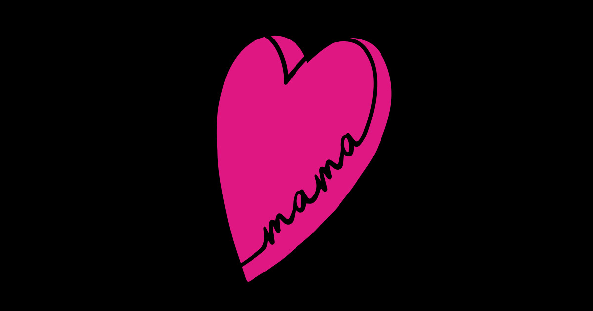 hot pink heart mama design line art heart letters mothers day gift for ...